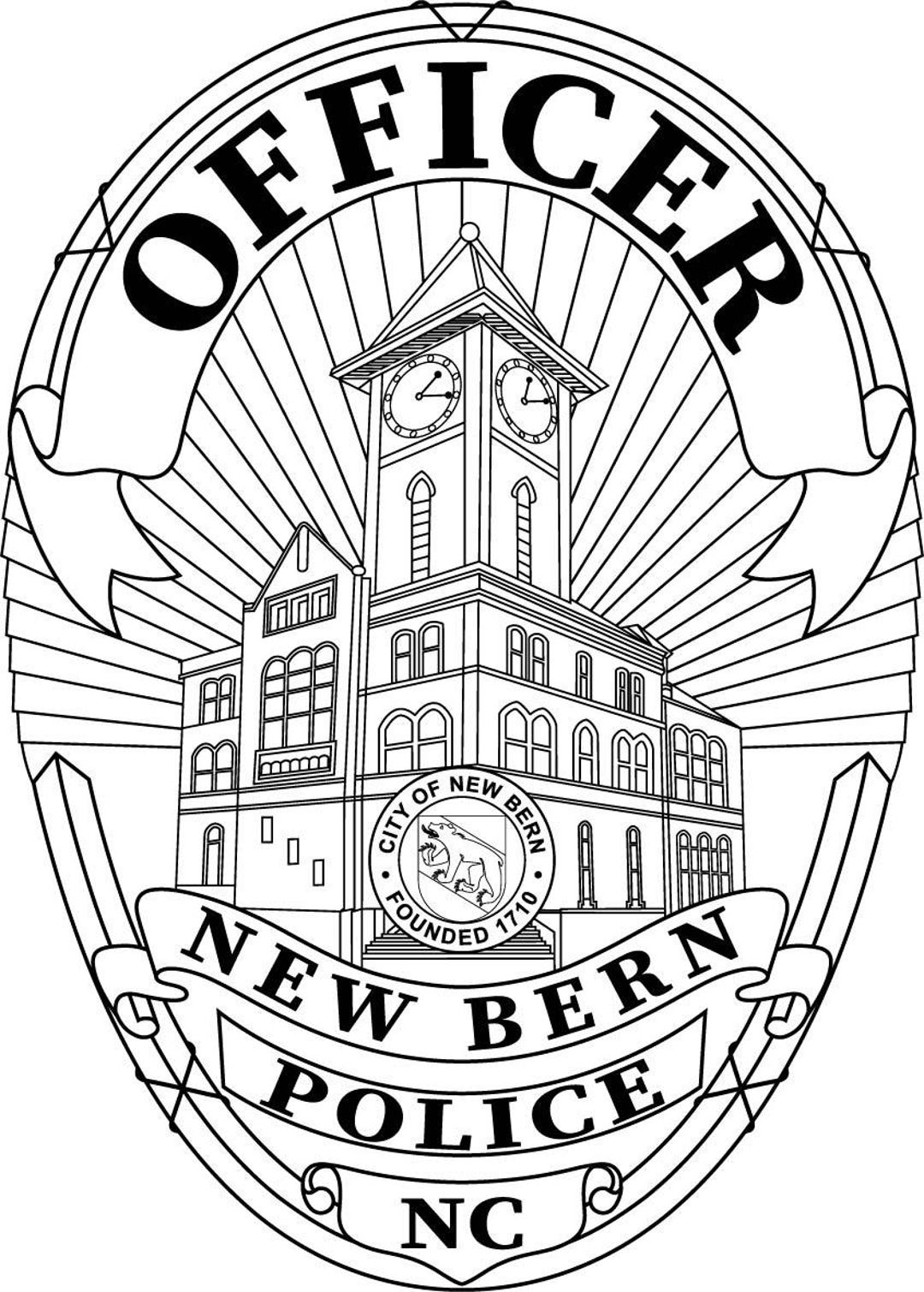 New Bern Police Badge NY Vector File, PD Officer Badge: Laser Cut ...