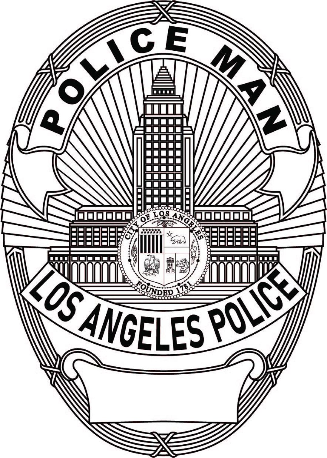 LAPD Badge Vector File, Los Angles PD Policeman Badges Engraving Files ...