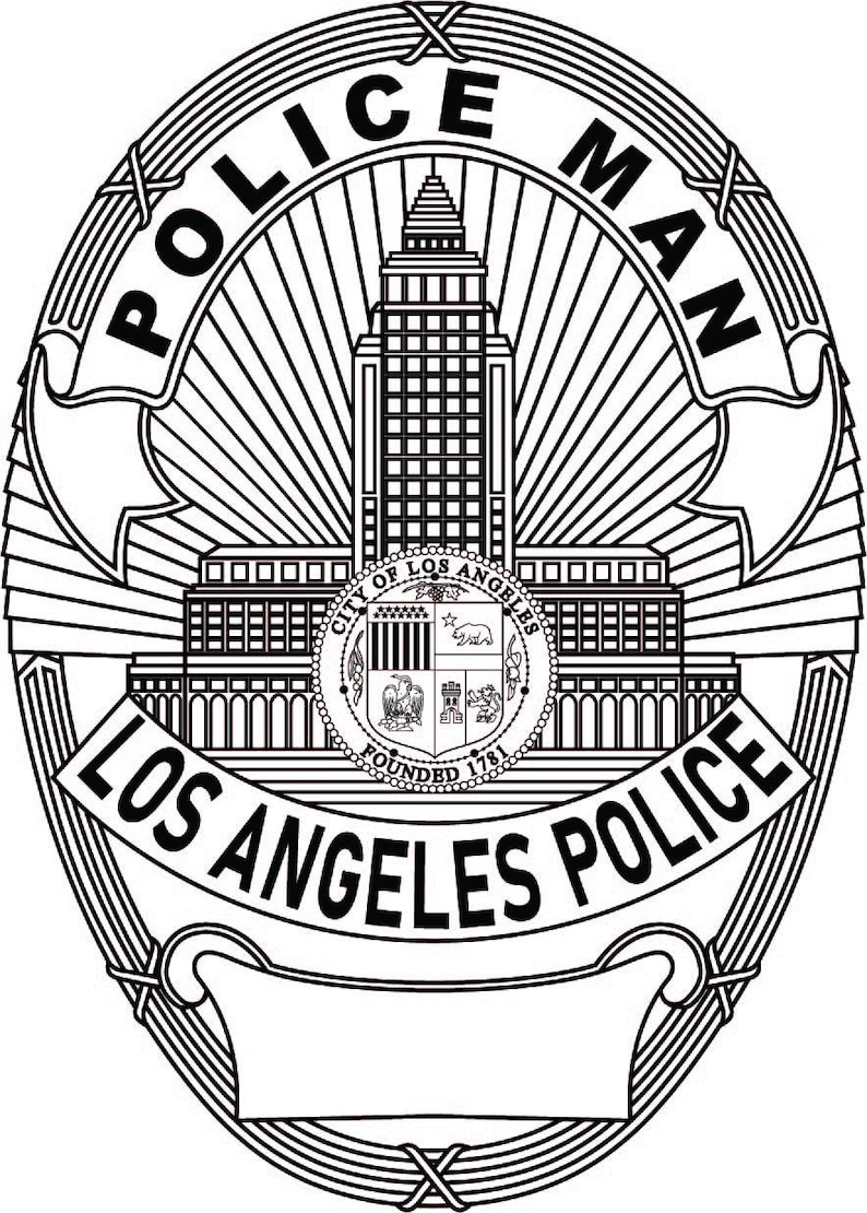 LAPD Badge Vector File, Los Angles PD Policeman Badges Engraving Files ...