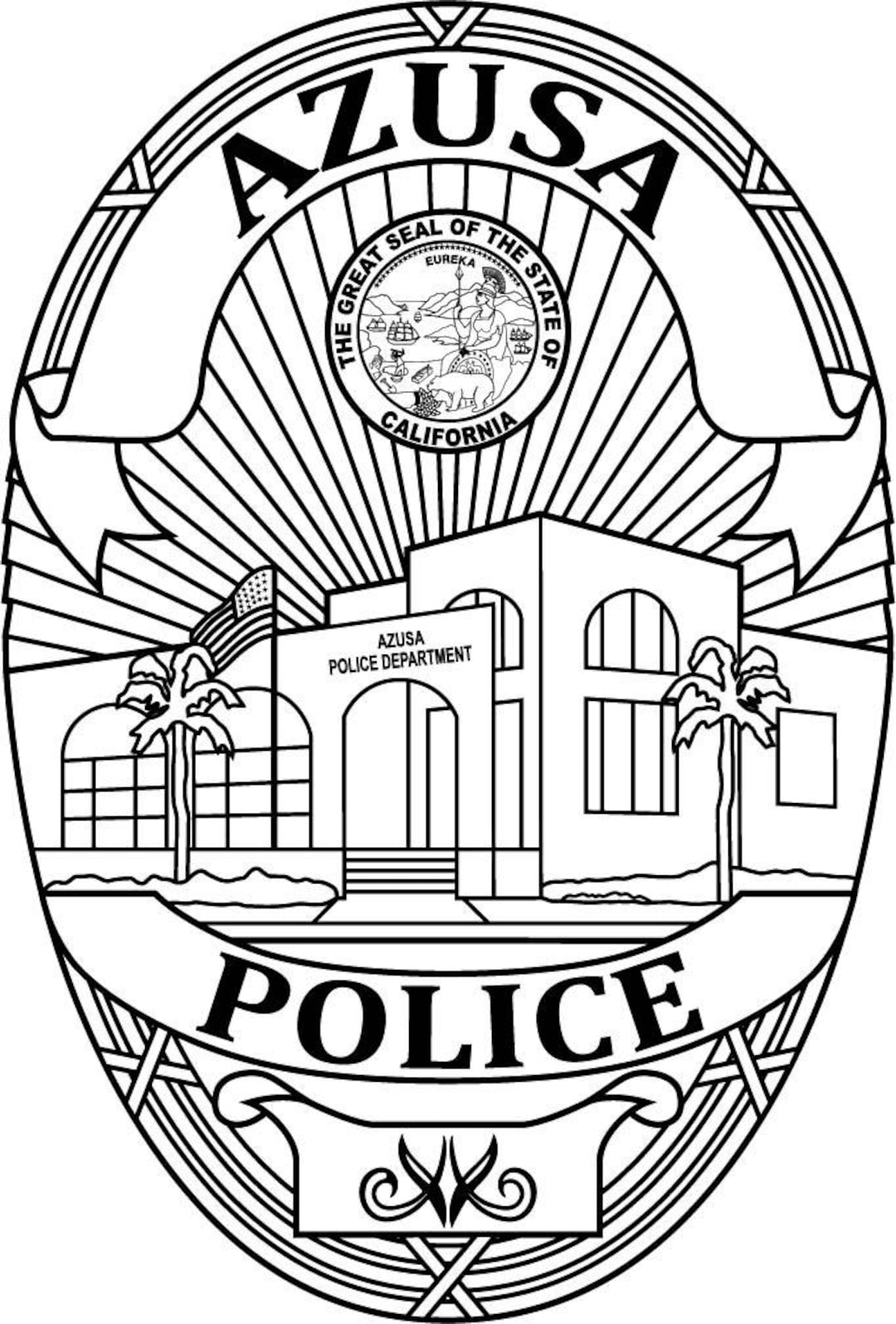 Azusa Police Department Badge, Azusa PD California, PD Badge, Police ...