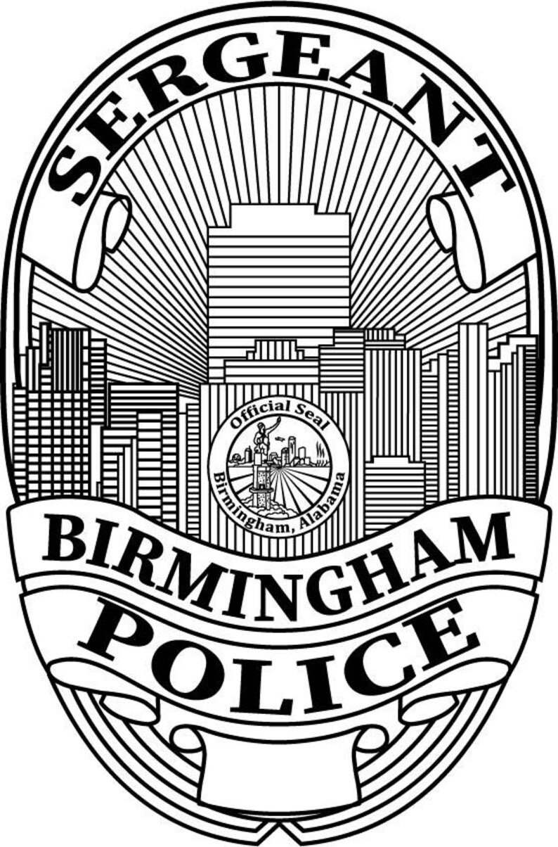 Birmingham Police Sergeant Badge Vector File: Laser Engraving, Line Art ...