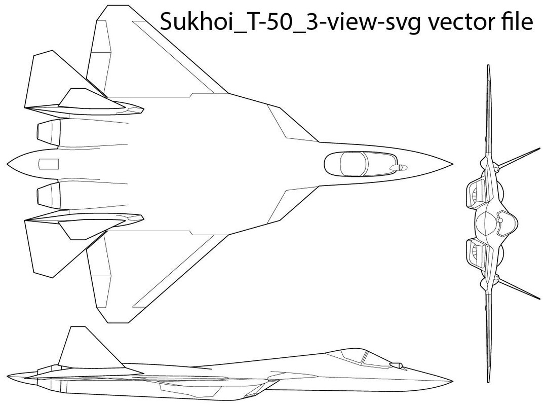 Sukhoi T 50, Vector File, Outline, Laser Cut File, Engraving, Line ...