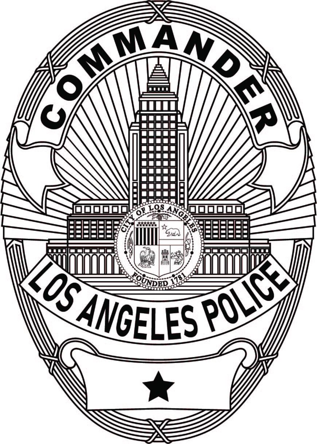 LAPD Commander Badge Vector File: Laser Cut, CNC, Cricut - Etsy