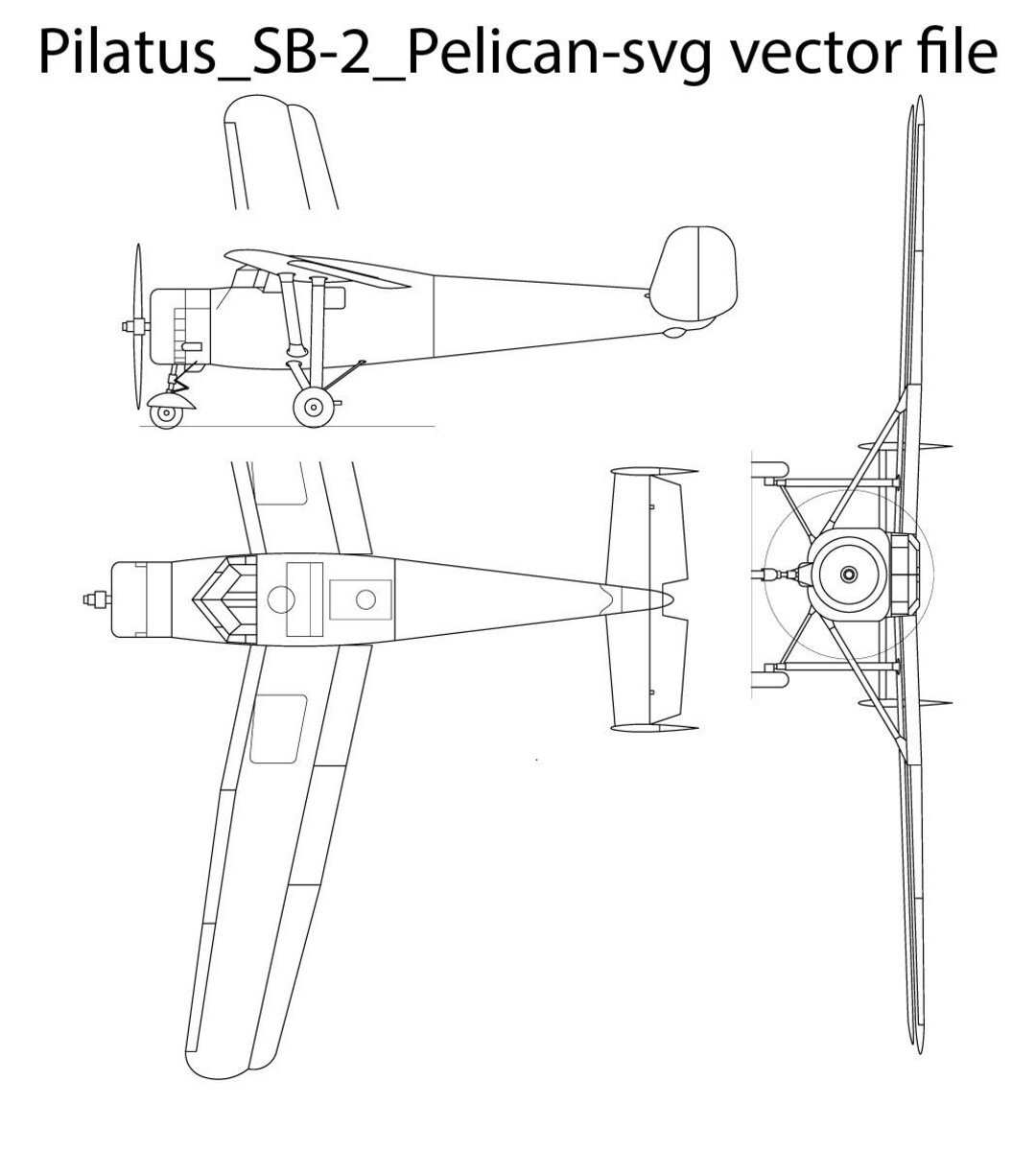 Pilatus SB 2 Pelican, Vector File, Outline, Laser Cut File, Engraving ...