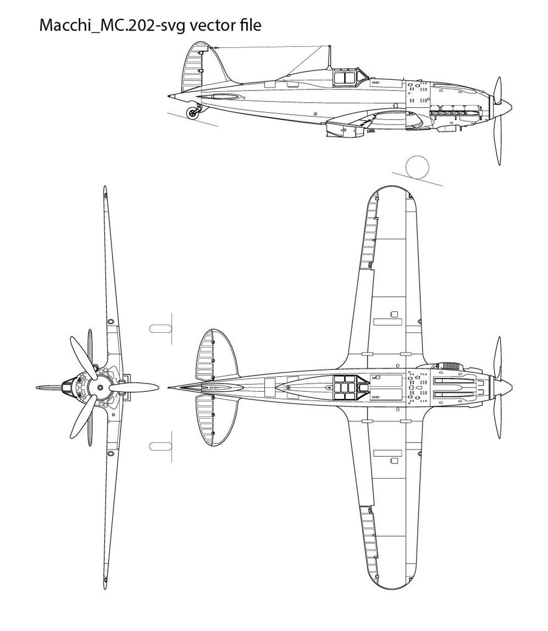 Macchi MC 202 Vector File Outline, Laser Cut File, Engraving, Line ...