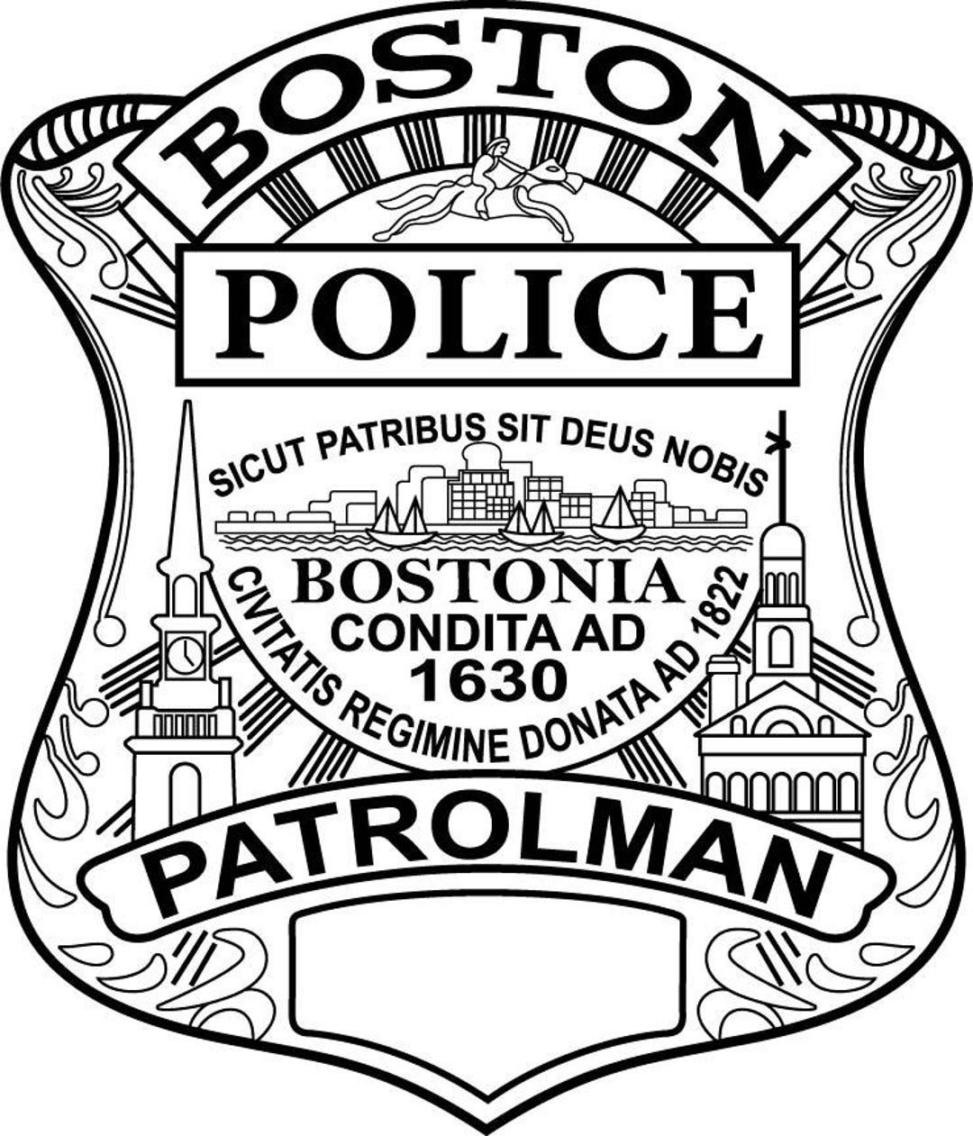 Boston Patrolman Police Badge, Boston PD Badge Police Badge, Vector ...