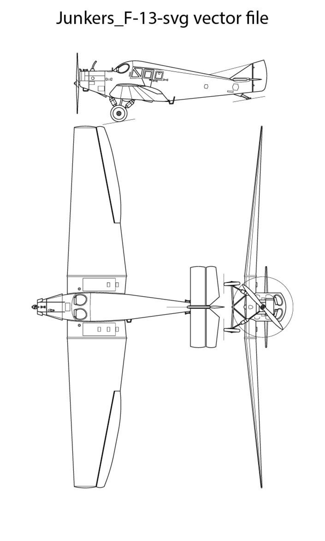 Junkers F 13 Svg, Vector File, Outline, Laser Cut, Engraving, Line ...