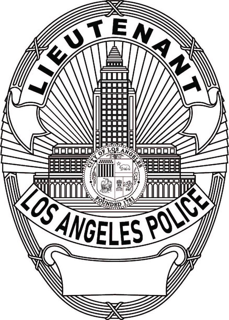 Los Angeles Police Department Lieutenant, Police Badge, Vector File ...