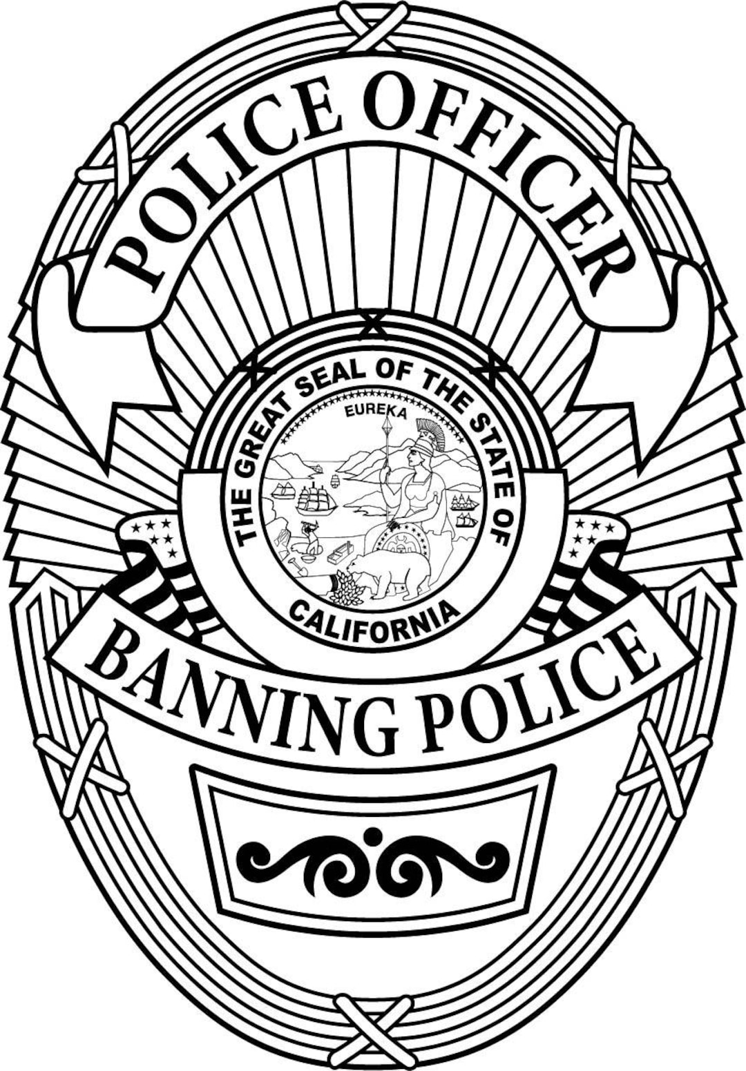 Banning City Police Badge Vector File, Banning PD Badges (svg, Eps, Dxf ...