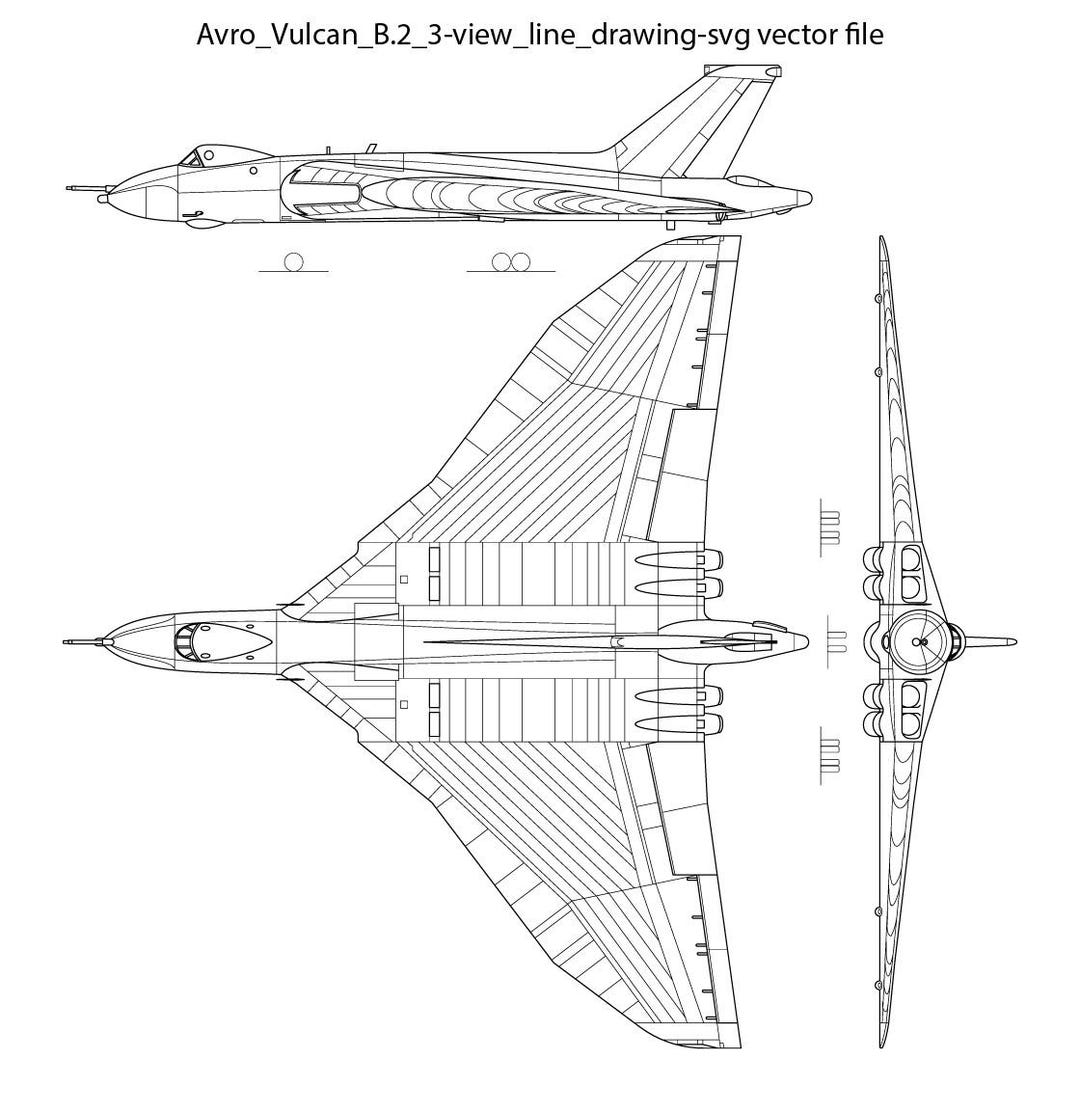 Avro Vulcan B 2, Vector File, Outline, Laser Cut File, Engraving, Line ...