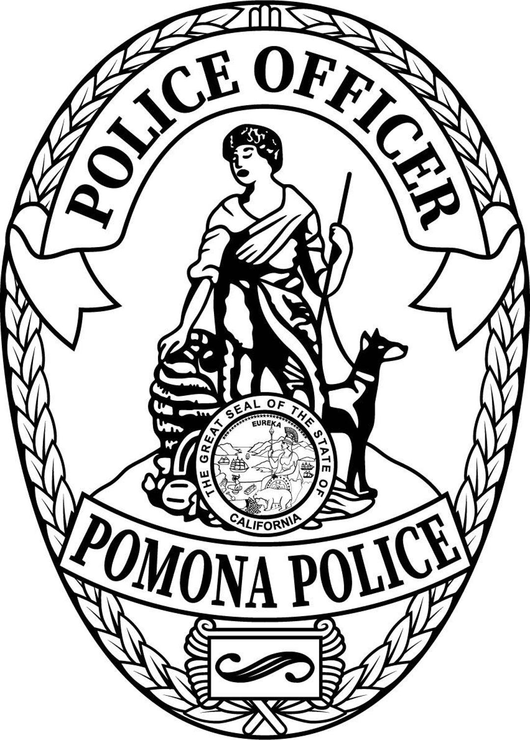Pomona Police Department Badge Vector, Laser Cut File (svg, Eps, Dxf ...