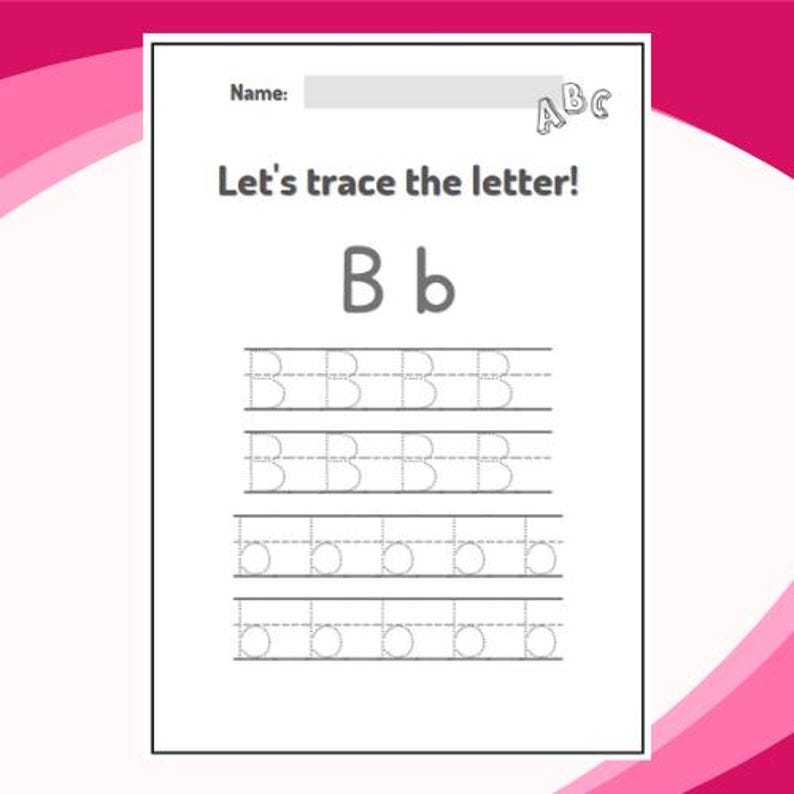 26 Printable ABC Worksheet Let's Trace the Letter - Etsy