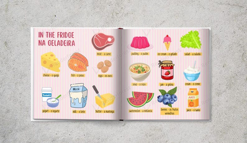 Food Children Book, Personalized Bilingual Book, Custom Cooking Book ...