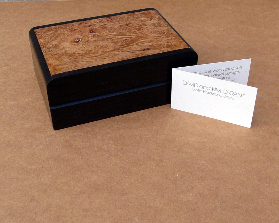 David and Kim Okrant Exotic Hardwood Box Approx. 6-1/4 X 4-1/2 X 2-1/2 ...