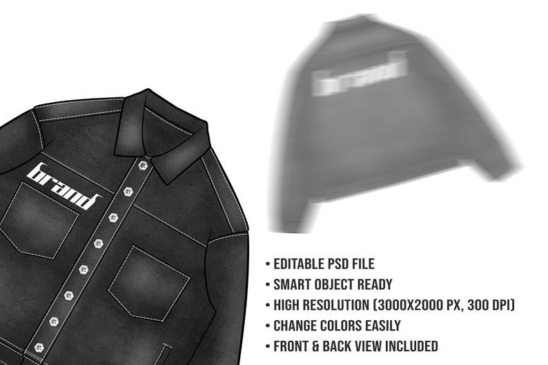 Jacket Mockup PSD | Streetwear Front & Back Jacket Template | Editable ...