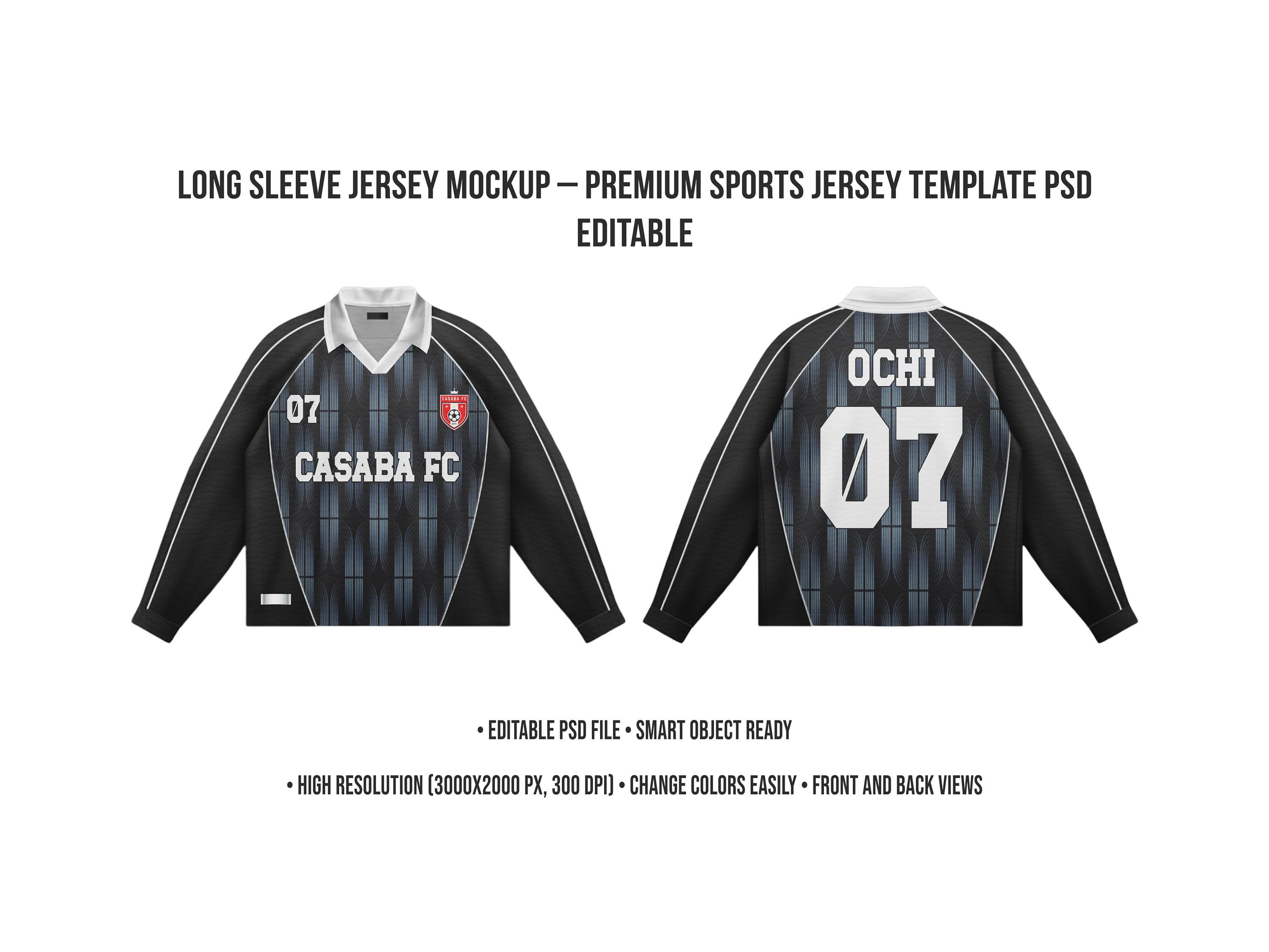 Long Sleeve Jersey Mockup – Front & Back Editable PSD - Etsy