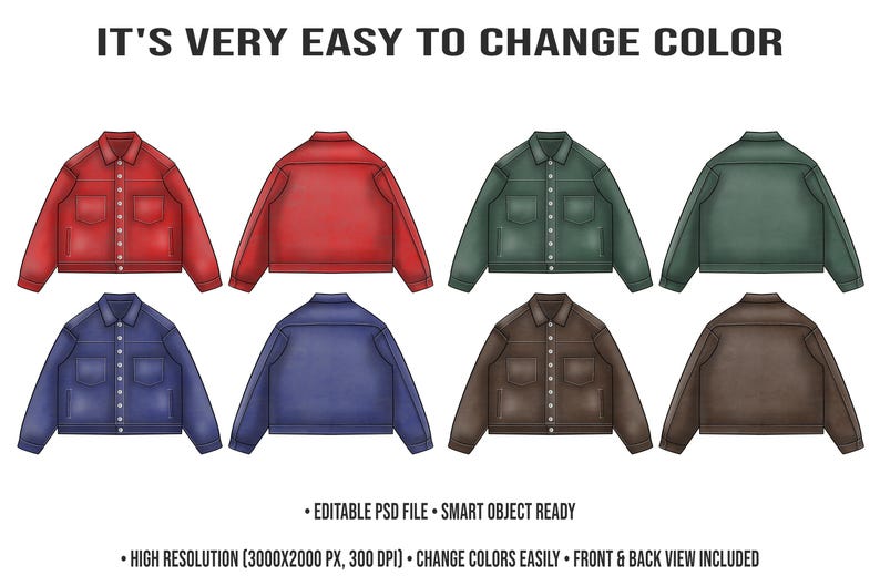 Jacket Mockup PSD | Streetwear Front & Back Jacket Template | Editable ...