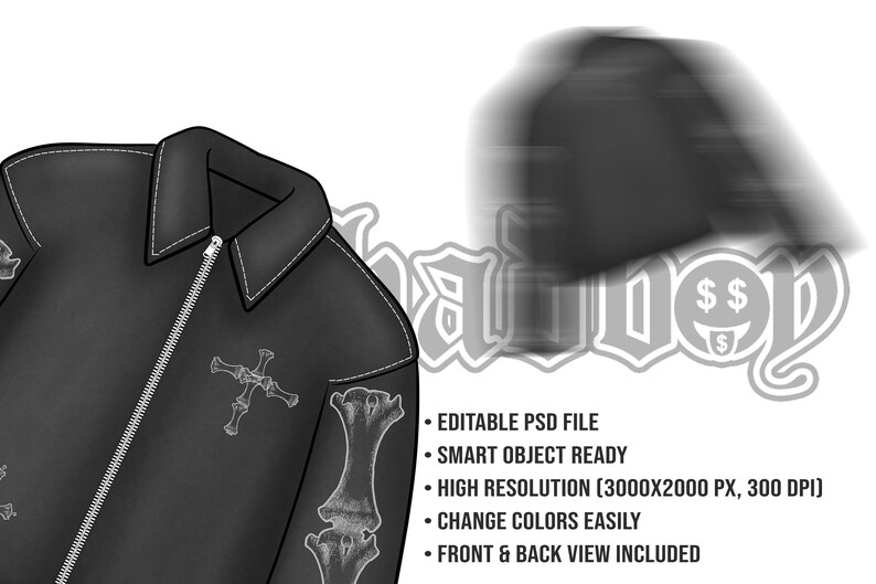 Work Jacket Mockup – Editable PSD Vector Style (front & Back View ...