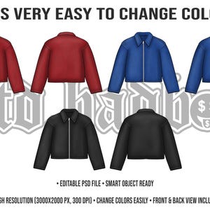 Work Jacket Mockup – Editable PSD Vector Style (front & Back View ...