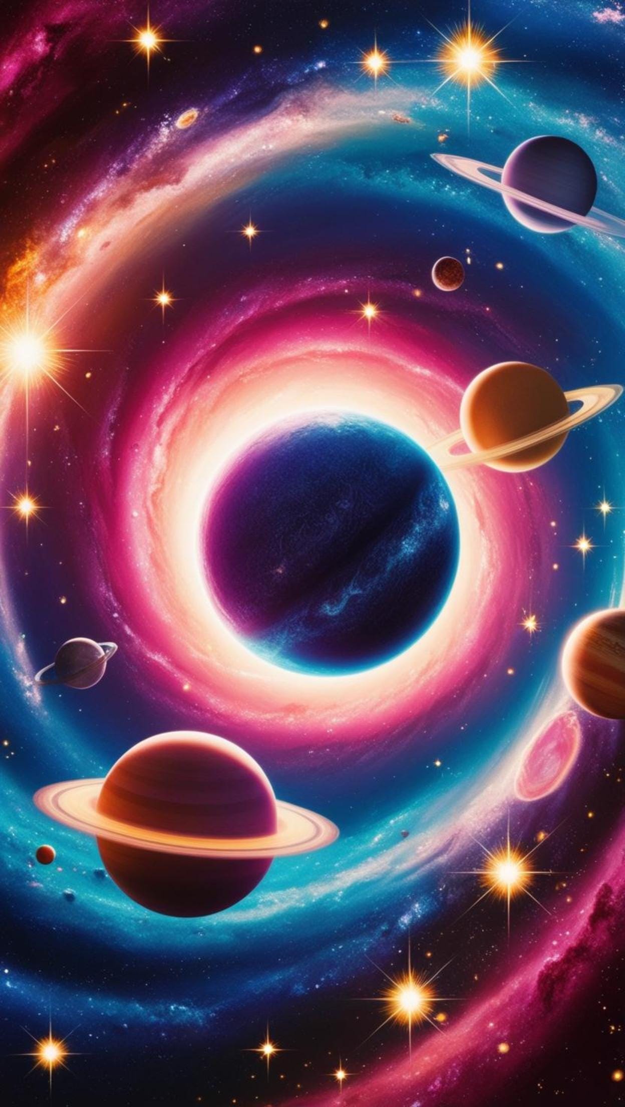 Galaxy Space Cellphone Wallpaper With Planets & Stars - Etsy UK