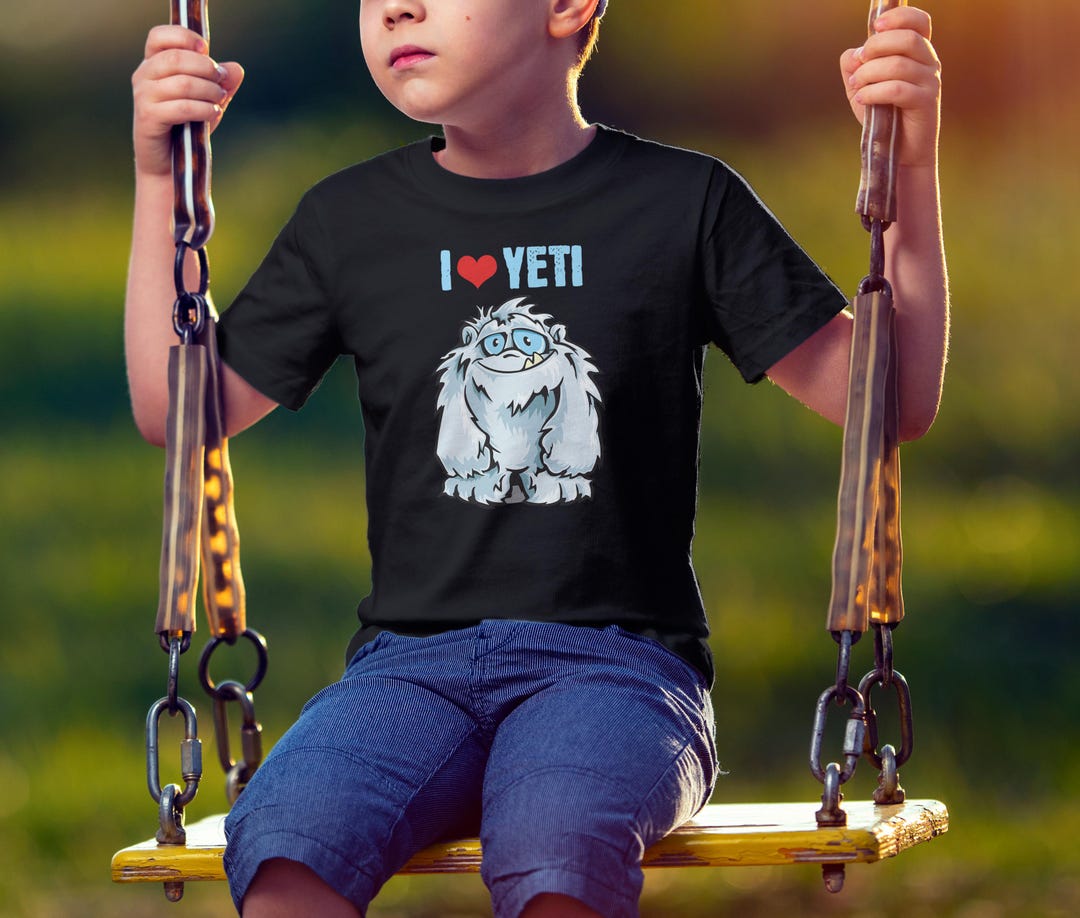 Kids 'I Love Yeti' T-shirt Cute Cartoon Yeti Graphic Tee for Boys ...