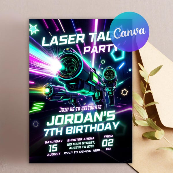 Invitation anniversaire laser game - Etsy France