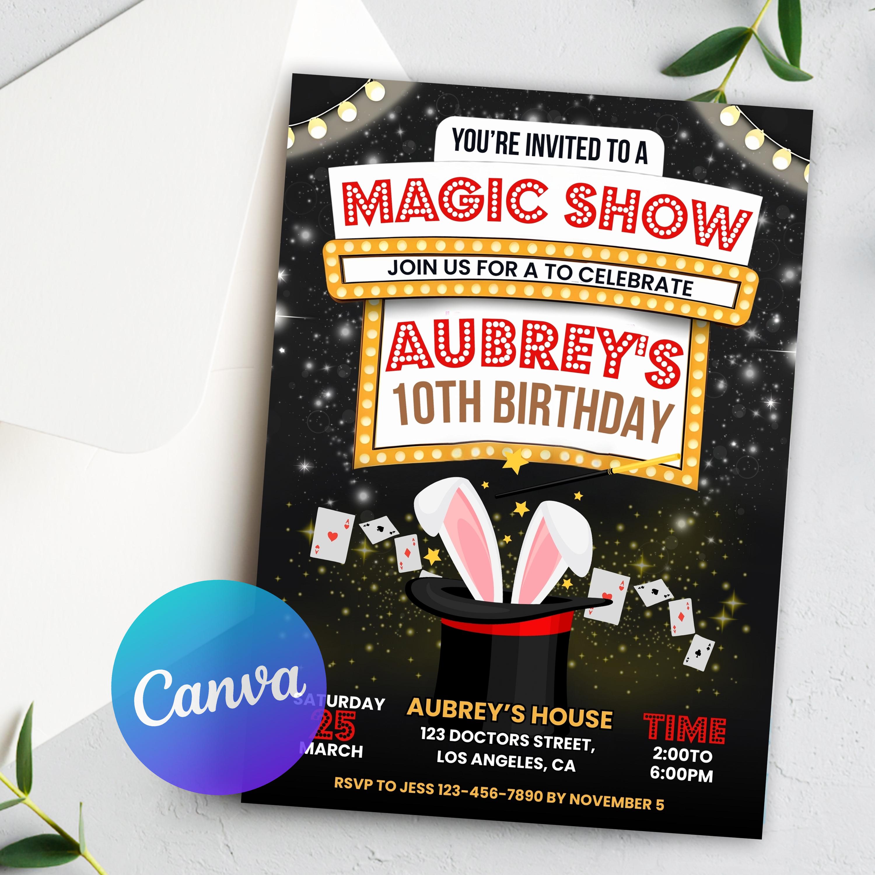 Magic Party Invitation, Magic Birthday Invitation, Magician Invitation ...