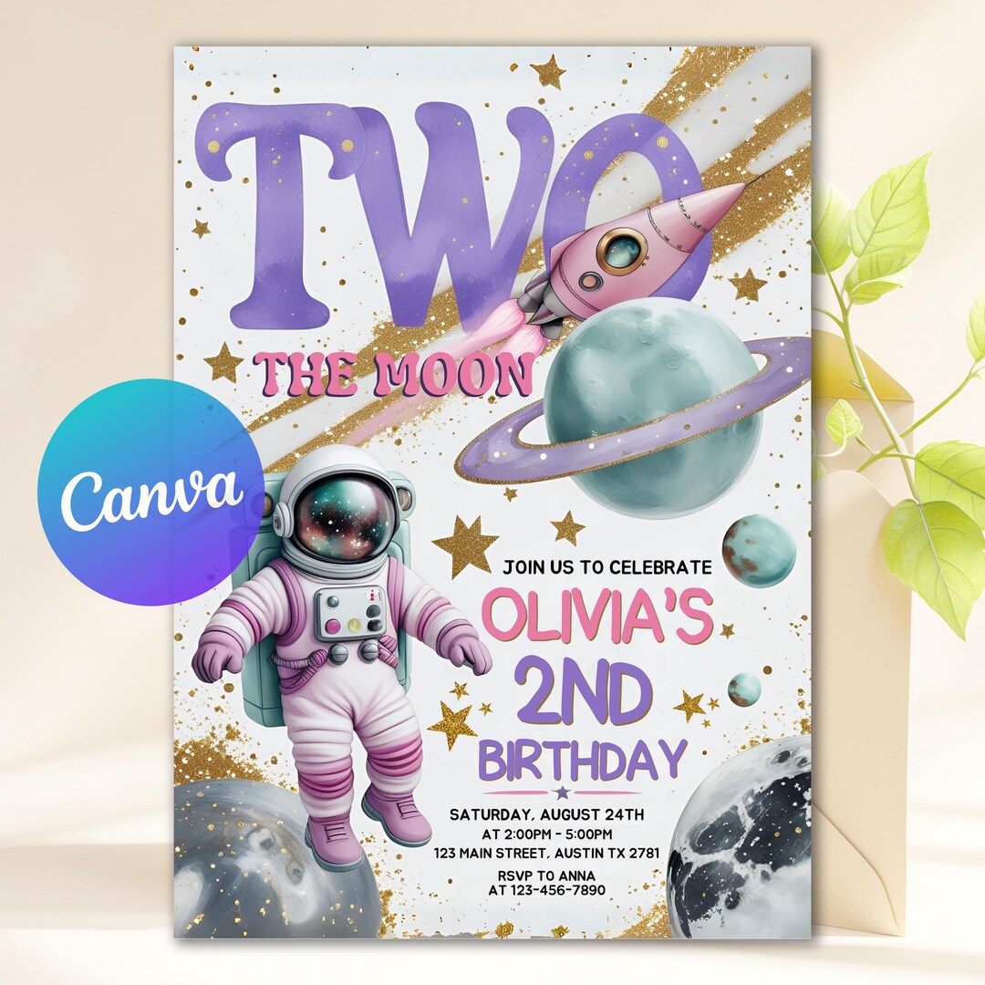 Two the Moon Invitation, Two the Moon Birthday Invitation Printable ...