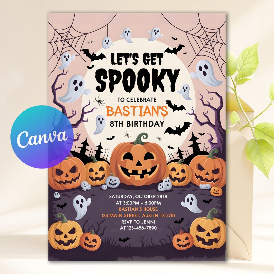 Spooky Birthday Invitation, Editable Digital Download, Let's Get Spooky ...