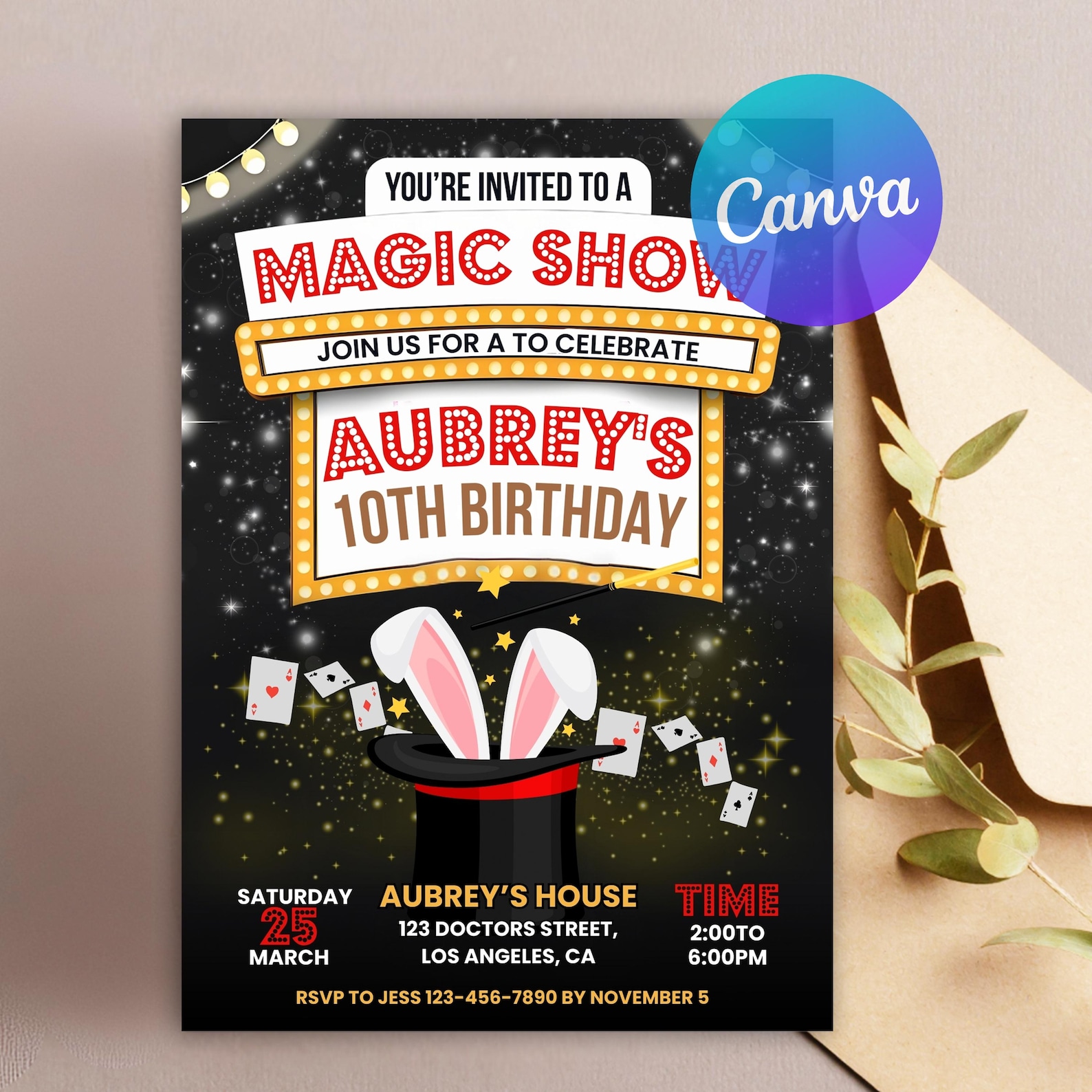 Magic Party Invitation, Magic Birthday Invitation, Magician Invitation ...