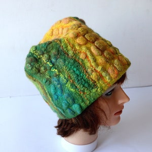 Felted Hat Green Wool Hat Felt Winter Warm Hat Wool Hat - Etsy
