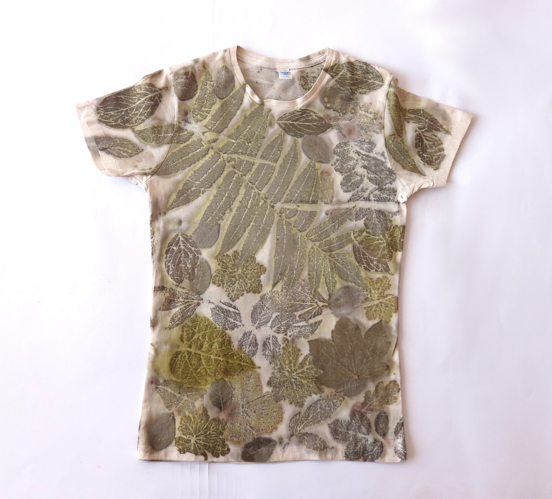 Top Shirt Eco Print Botanical Print Cotton Shirt Women Ecoprint Small ...