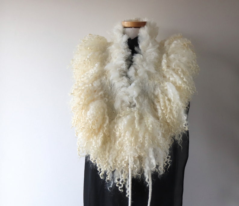 Fur Collar Curly Felted Collar White Felt Collar White Fur - Etsy