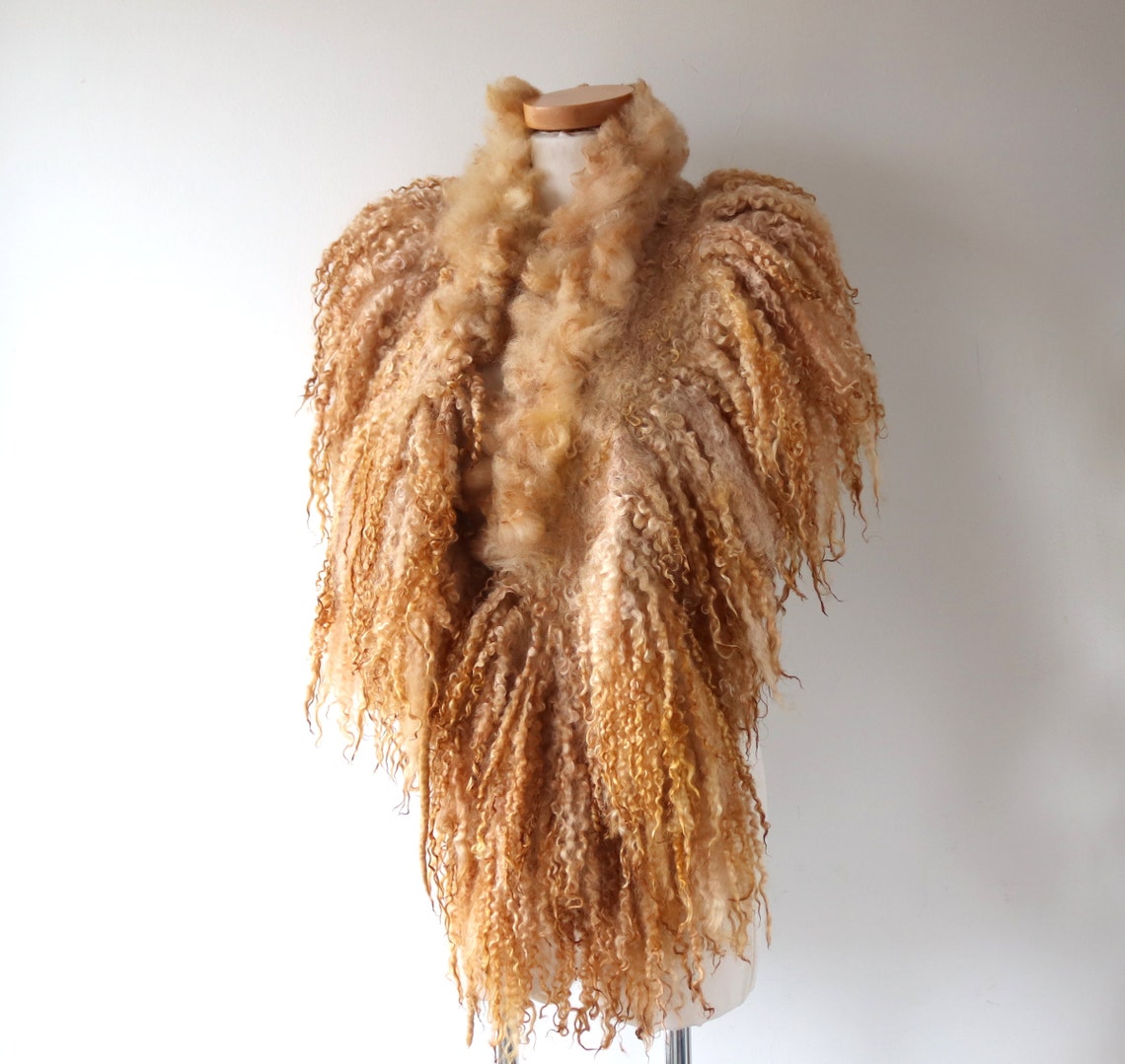 Fur Collar Curly Felted Collar Rust Felt Collar Brown Beige - Etsy