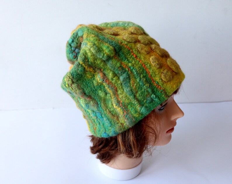 Felted Hat Green Wool Hat Felt Winter Warm Hat Wool Hat - Etsy