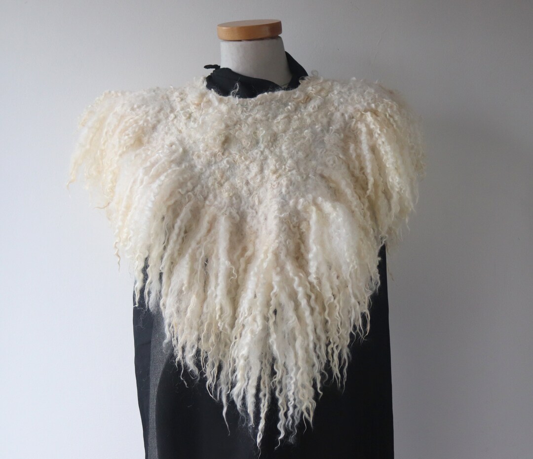 Fur Collar Curly Felted Collar Natural White Felt Collar White Fur ...