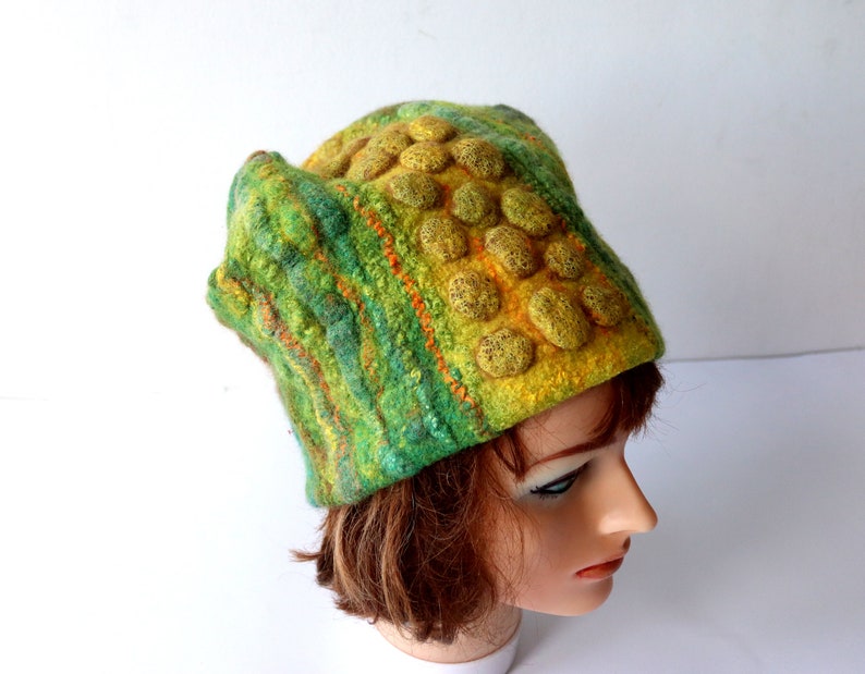 Felted Hat Green Wool Hat Felt Winter Warm Hat Wool Hat - Etsy