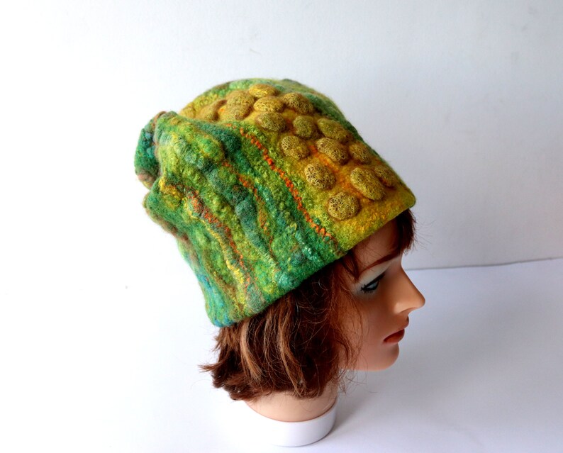 Felted Hat Green Wool Hat Felt Winter Warm Hat Wool Hat - Etsy