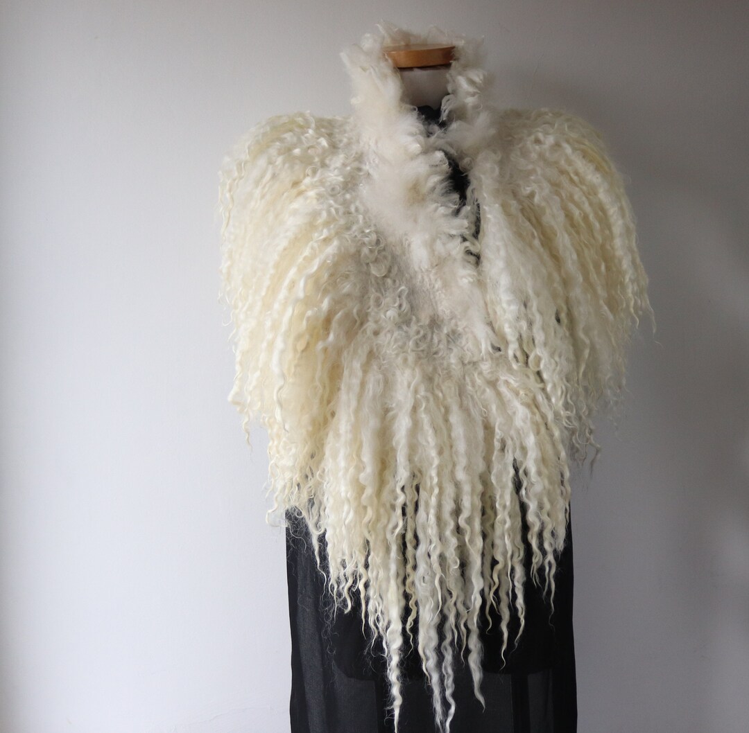 Fur Collar Curly Felted Collar White Felt Collar White Fur - Etsy
