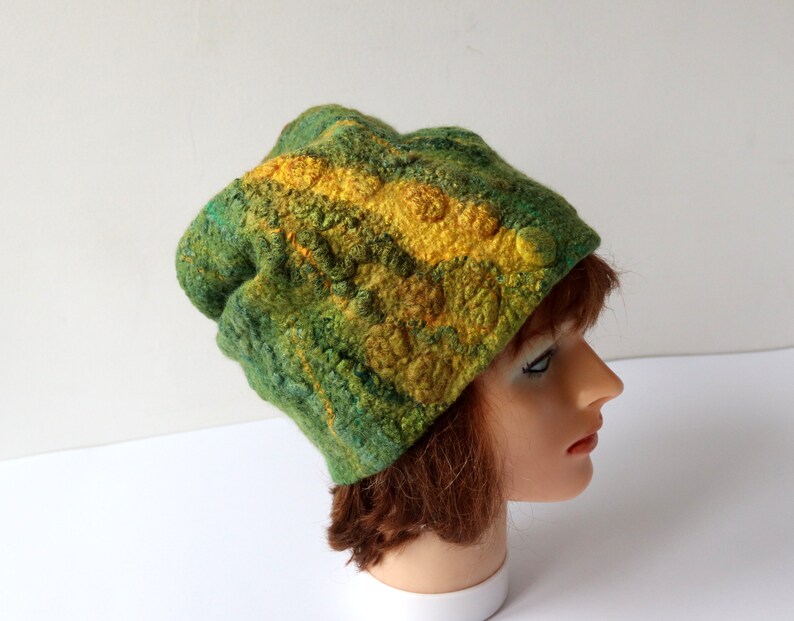 Felted Hat Green Wool Hat Felt Winter Warm Hat Wool Hat - Etsy