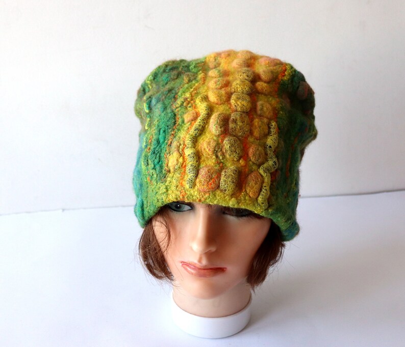 Felted Hat Green Wool Hat Felt Winter Warm Hat Wool Hat - Etsy