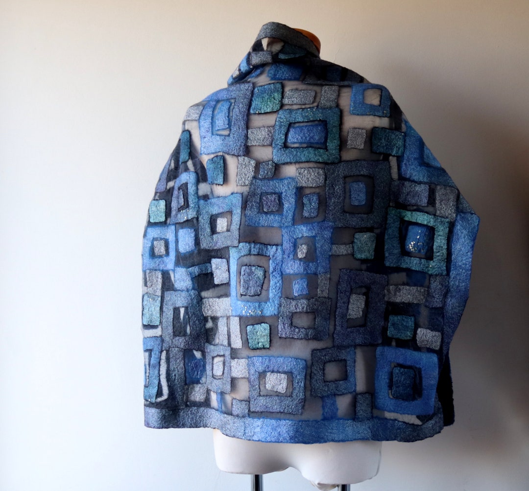 Transparent Silk Wool Vest Women Jacket Blue Black Wool Wrap Silk Wool ...