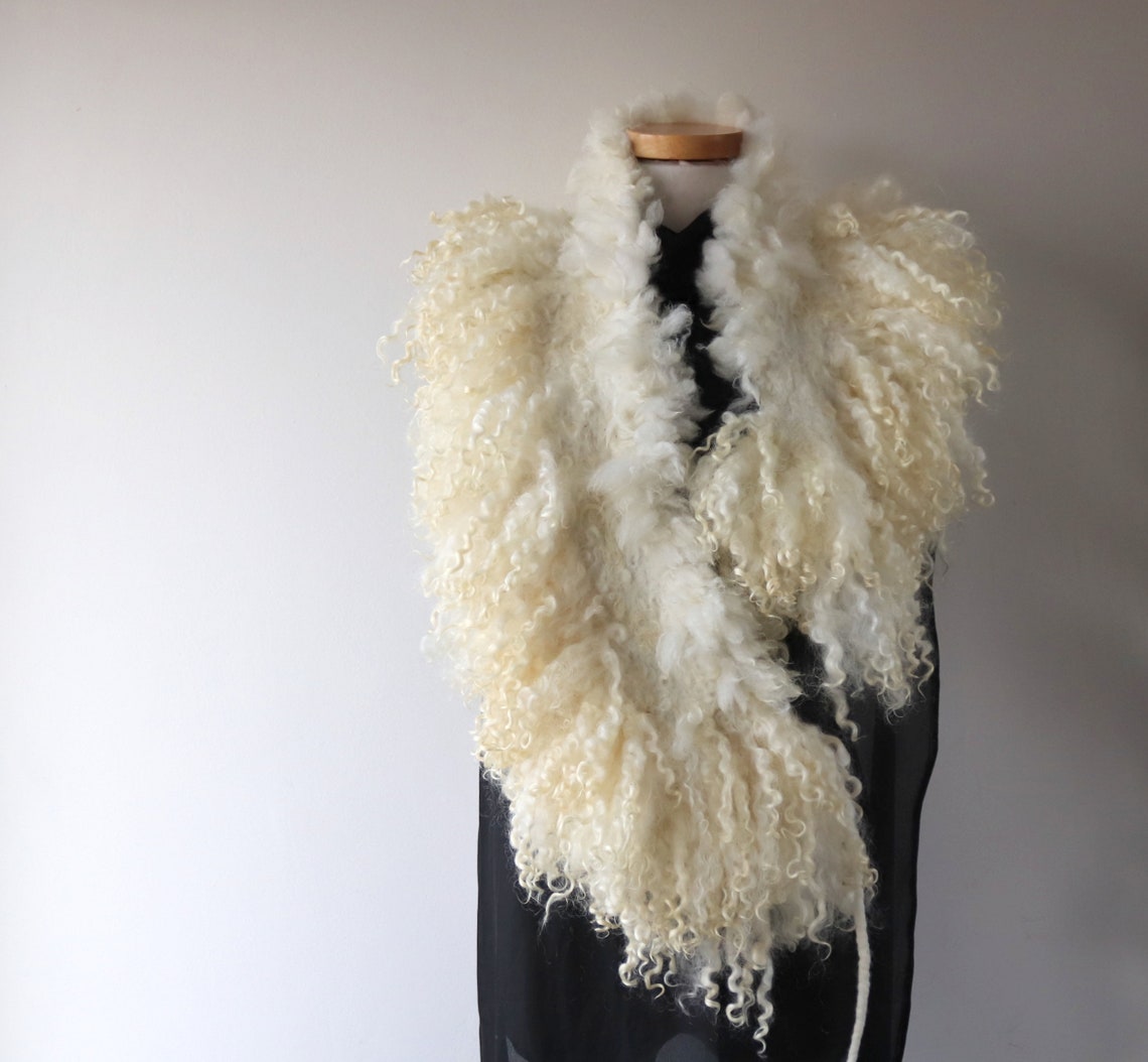 Fur Collar Curly Felted Collar White Felt Collar White Fur - Etsy