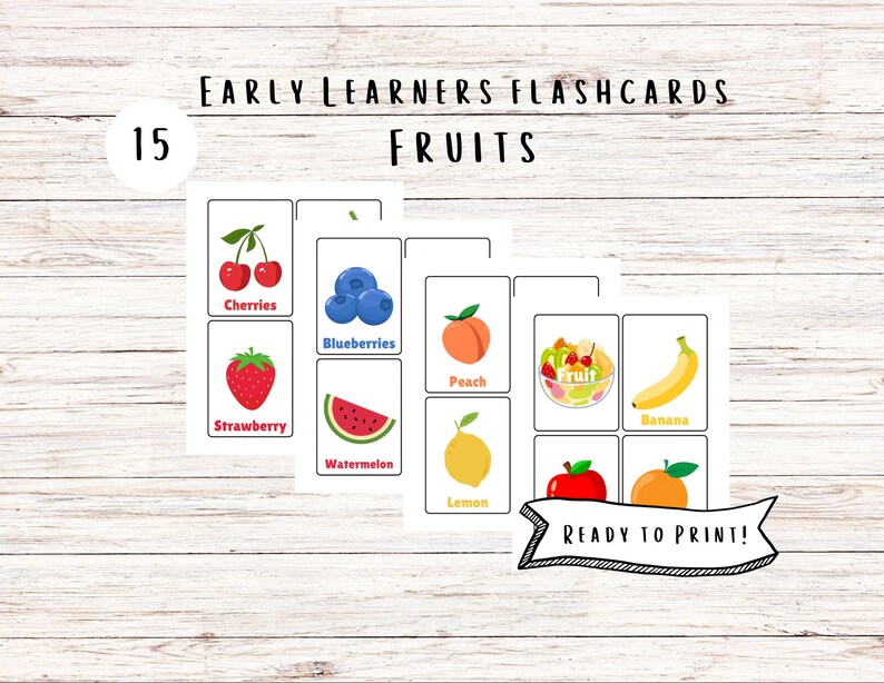 Early Learners Flashcards - Fruit - Etsy