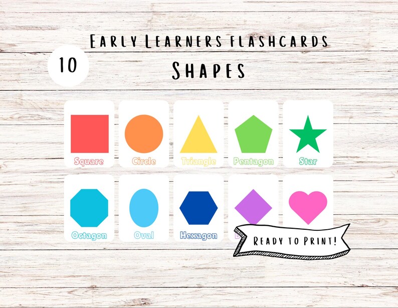 Early Learners Flashcards - Shapes - Etsy