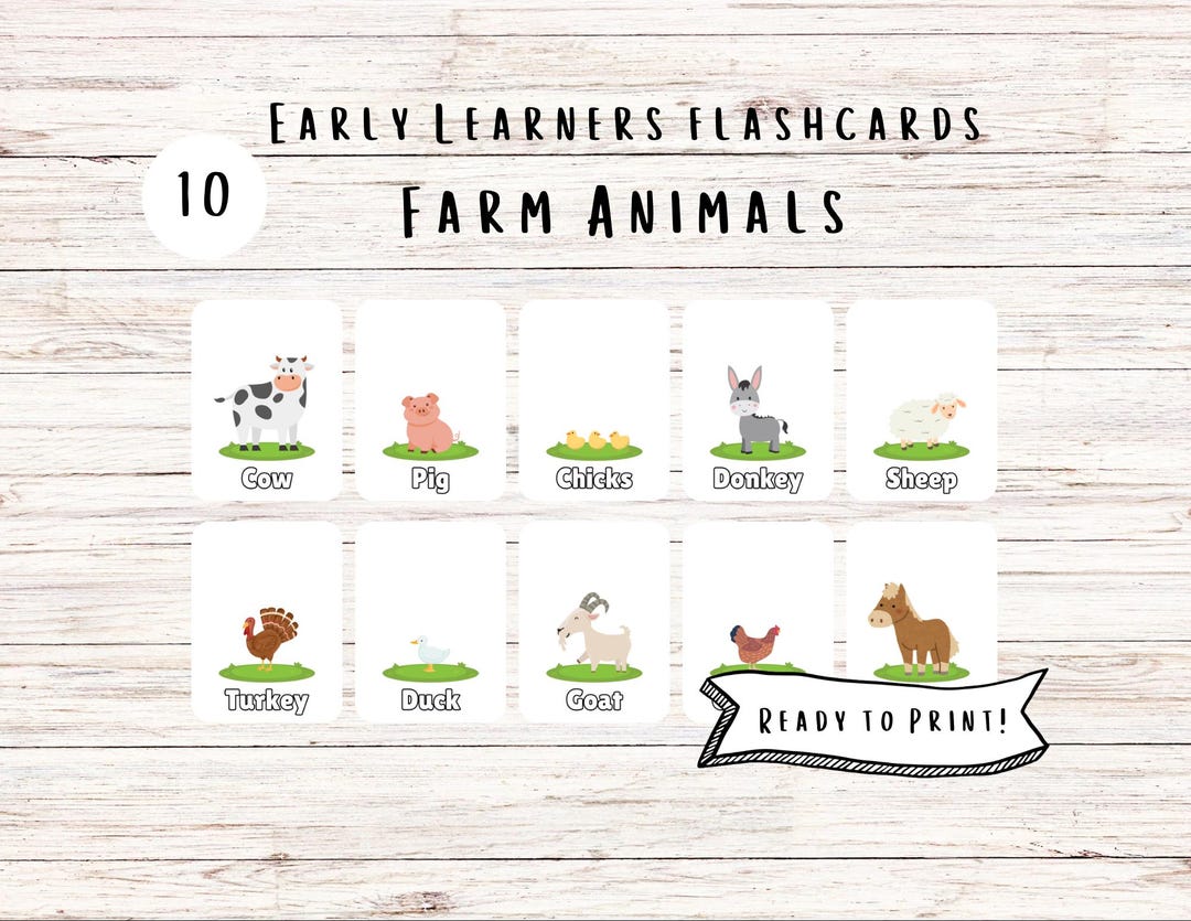 Early Learners Flashcards - Farm Animals - Etsy
