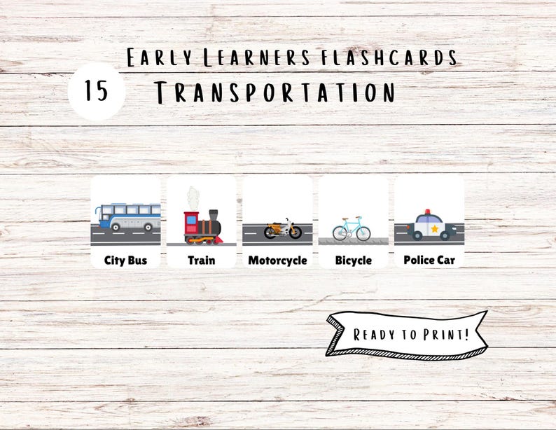 Early Learners Flashcards - Transportation - Etsy