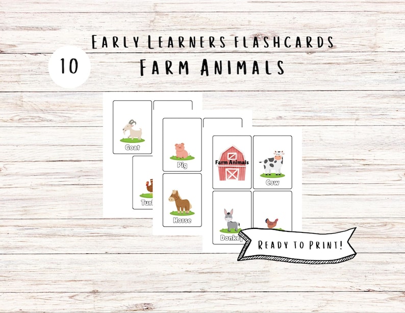 Early Learners Flashcards - Farm Animals - Etsy