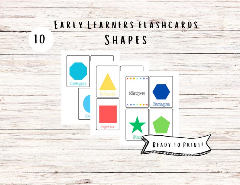 Early Learners Flashcards - Shapes - Etsy
