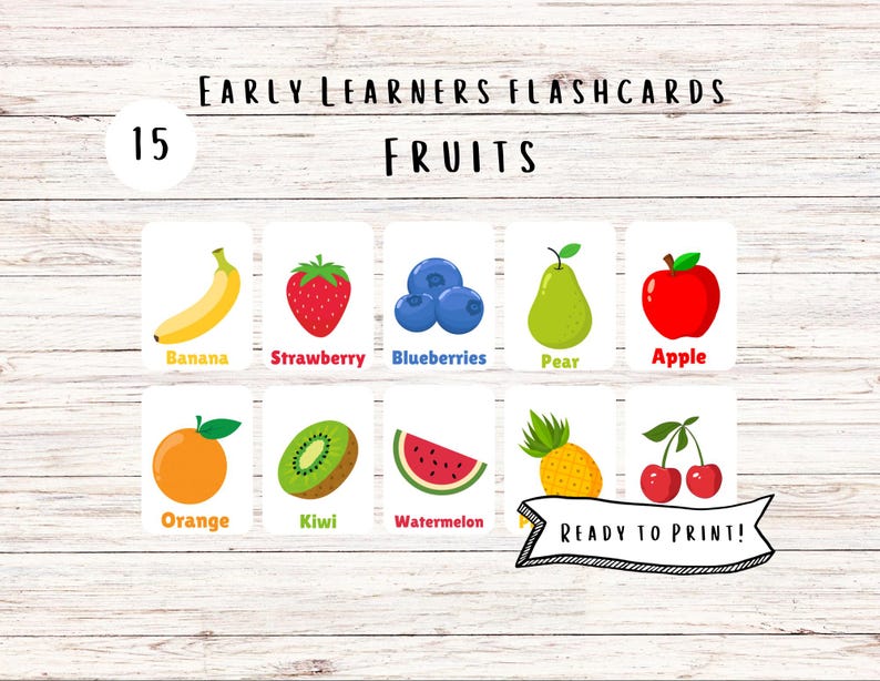 Early Learners Flashcards - Fruit - Etsy